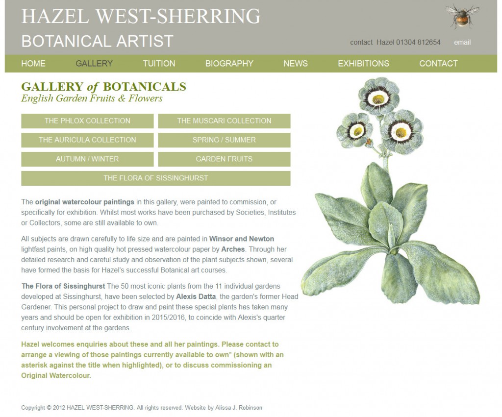 Hazel West-Sherring Botanical Artist Website Design – Alissa J. Robinson